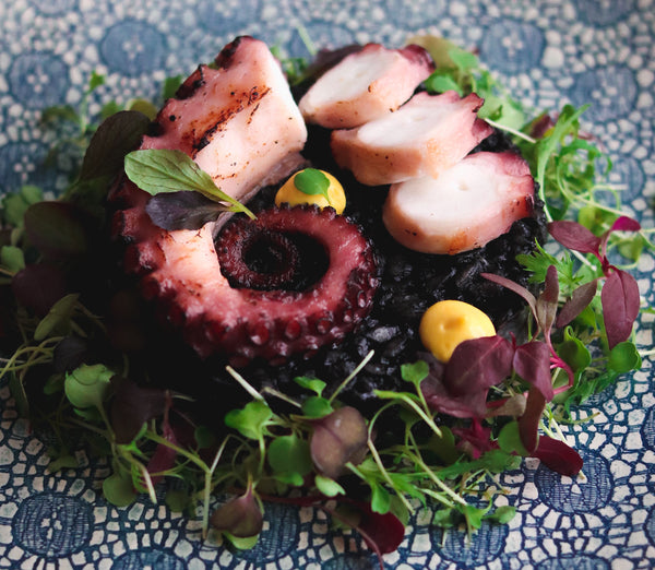 DanahLikesPie: Squid Ink Risotto with Sous Vide Octopus, Saffron Aioli ...
