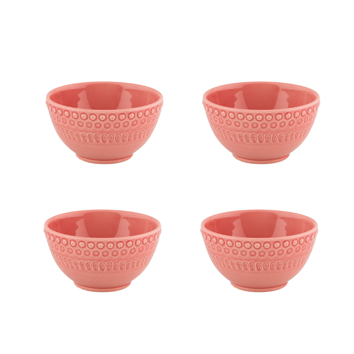Set of 4 Bordallo Pinheiro 14.5cm Fantasy Bowls - Pink – Divertimenti ...
