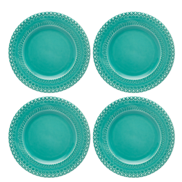 Set of 4 Bordallo Pinheiro Fantasy 29cm Dinner Plates - Aqua ...