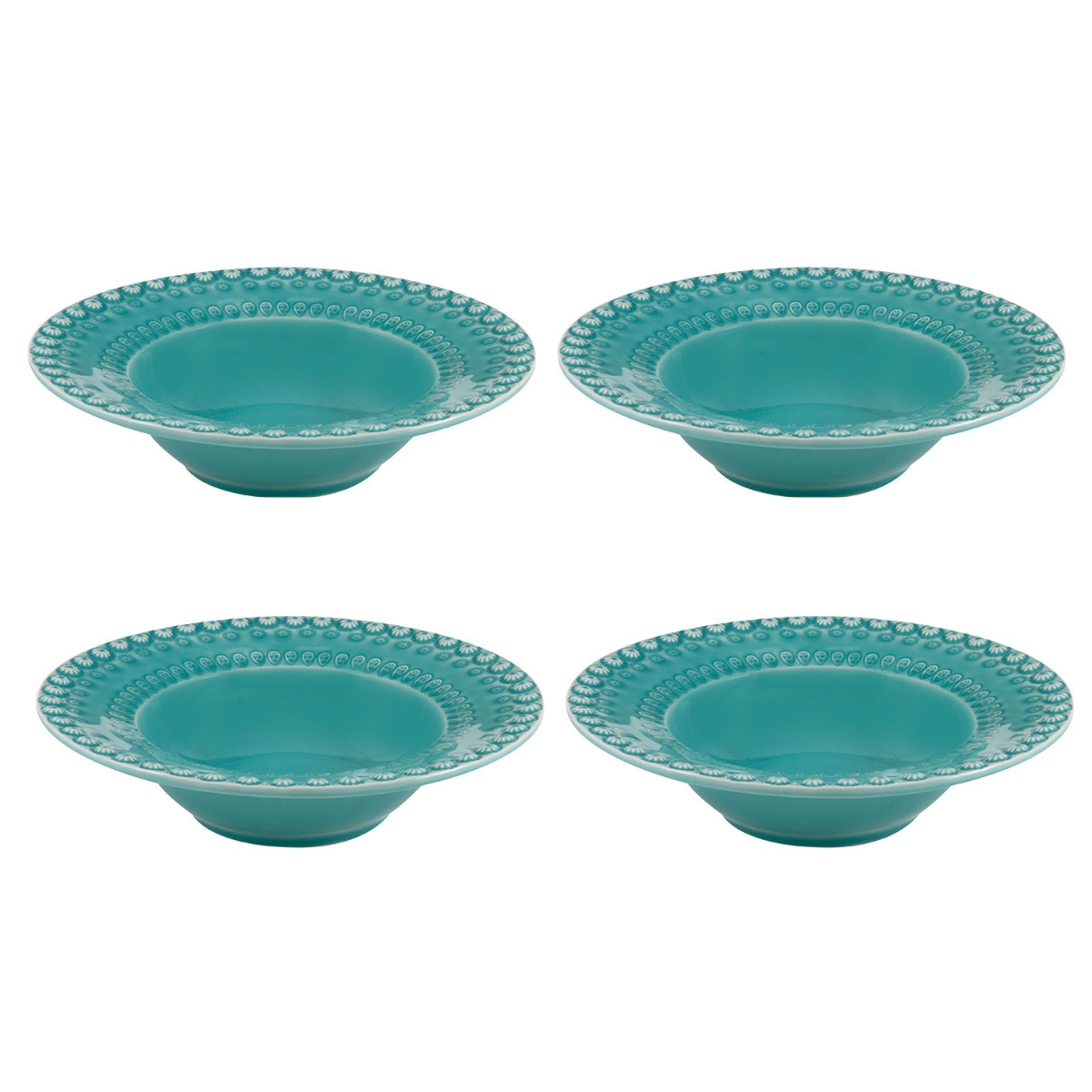 Set of 4 Bordallo Pinheiro Fantasy Pasta Bowls - Aqua – Divertimenti ...