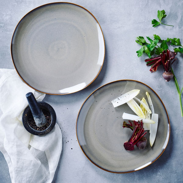 Organic Dinner Plate Pair Natural - 28cm | Divertimenti Cookshop