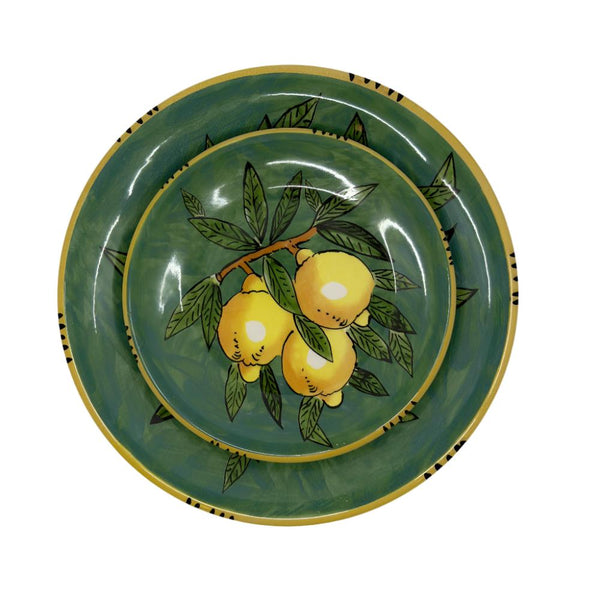 Sicilian Lemon Dinner Plate 27cm - Green | Divertimenti Cookshop