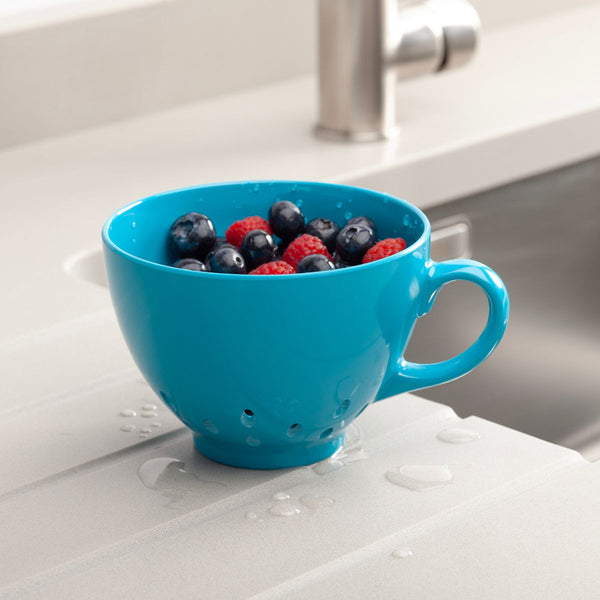 Zeal Berry Colander w/Handle - Aqua | Divertimenti Cookshop