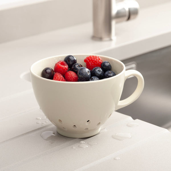 Zeal Berry Colander w/Handle - Cream | Divertimenti Cookshop