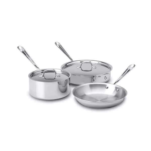 All - Clad D3 3 Piece Pan Set with Lids | Divertimenti Cookshop