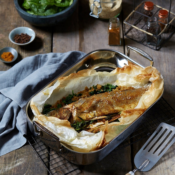 Le Creuset 3 - Ply Stainless Steel Rectangular Roaster 35cm ...